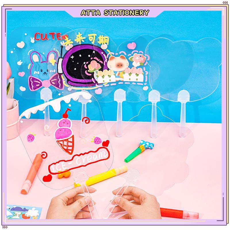 DIY Transparent Guka Hand Fan Summer Portable Painting Fan Children's ...