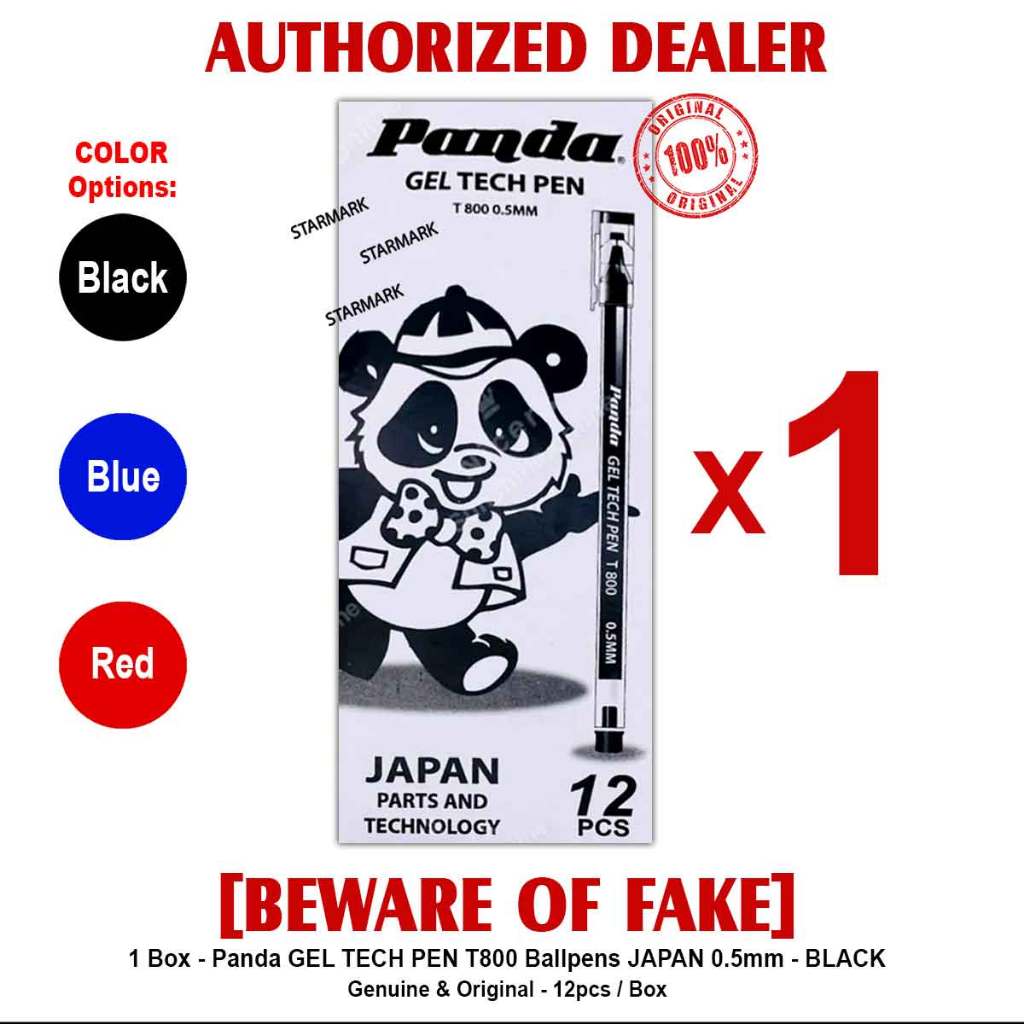 Panda GEL TECH PEN Japan BLACK BLUE RED T800 T-800 T 800 Ballpen 0.5mm ...