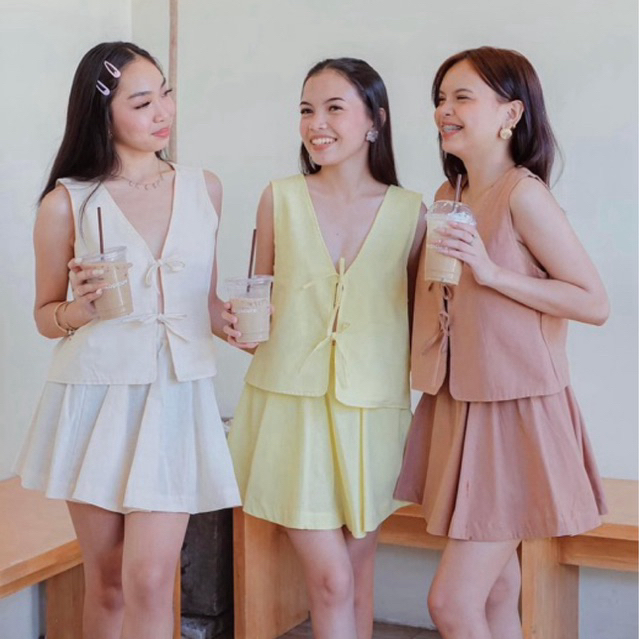 Gabrielle Coords — Coquette Style Tie Top and Skirt Set Terno ...