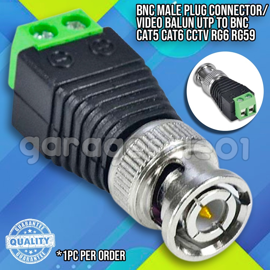 GS10 (Upgraded Version) BNC Male Plug Connector/Video Balun UTP to BNC ...