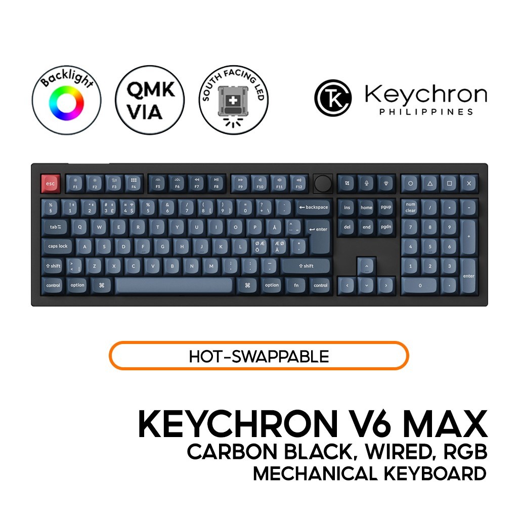 Keychron V6 Max QMK Mechanical Keyboard, Carbon Black, Full, Tri-mode ...