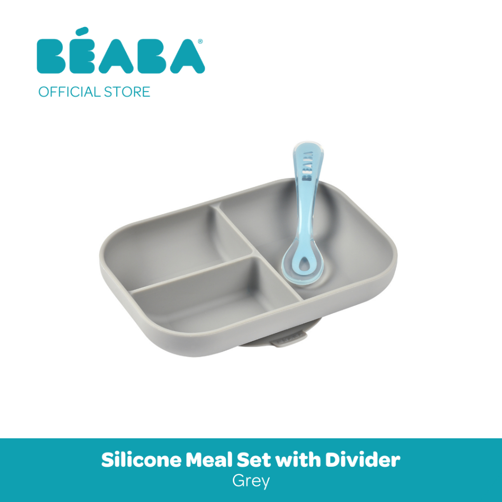 Beaba Silicone Meal Set with Divider (Grey) | Shopee Philippines