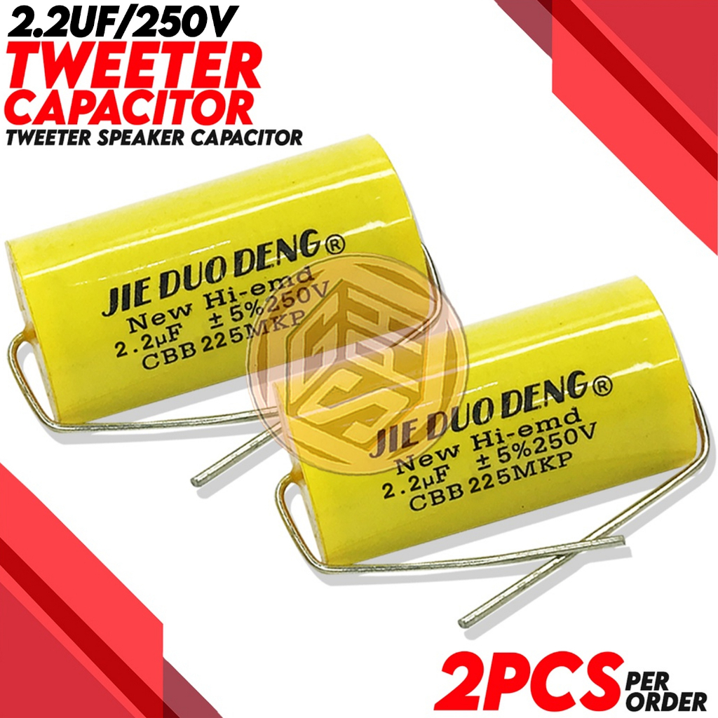 GS10 2pcs Tweeter Capacitor 2.2UF/250V for Tweeter Speakers Heavy Duty ...