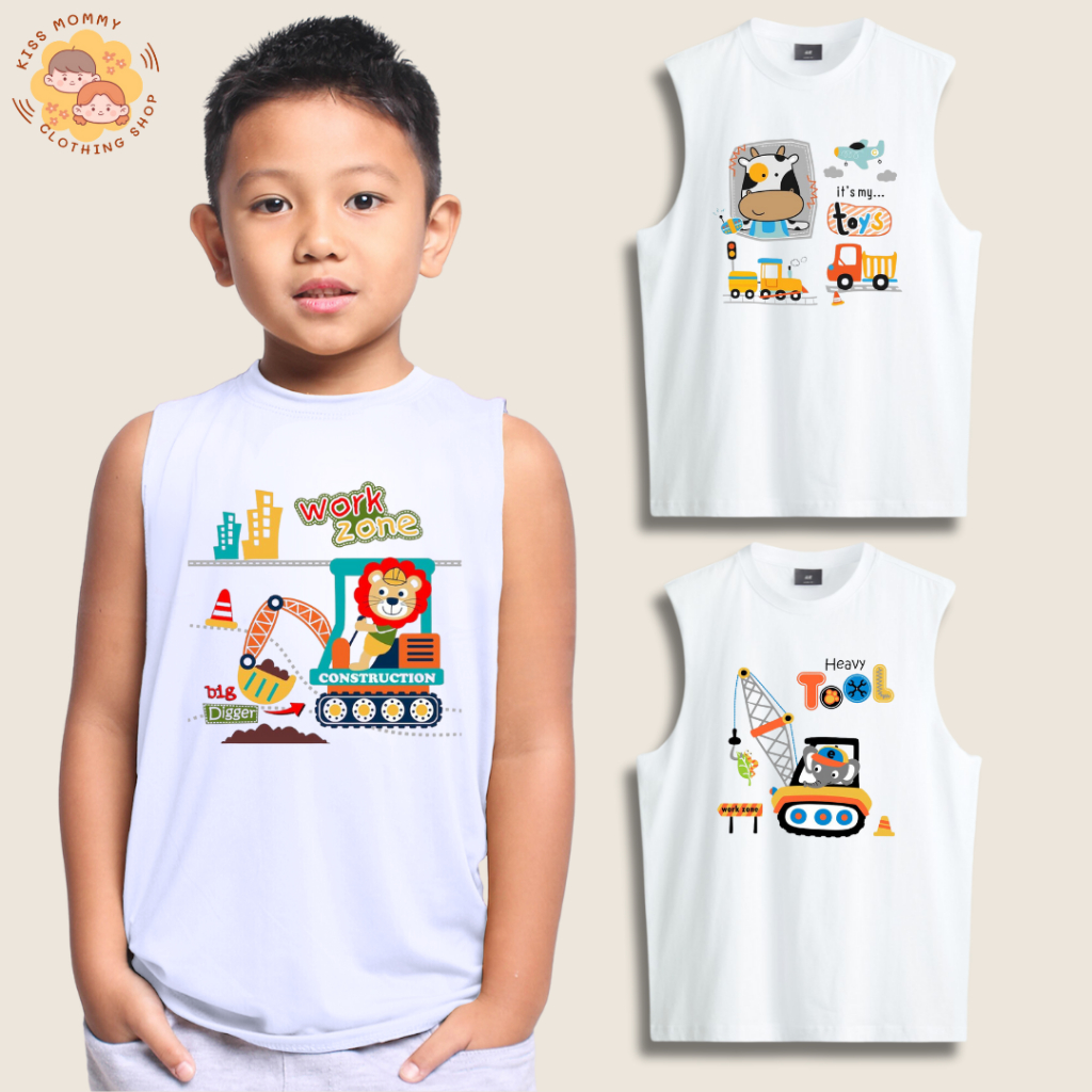 Kids Muscle Tee Sando Top Assorted Designs Unisex. For 1-12 years Old ...