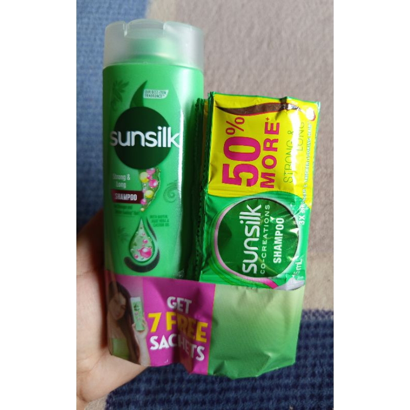 Sunsilk Shampoo Strong & Long Green | 180ml free 15ml sachet x 7pcs ...