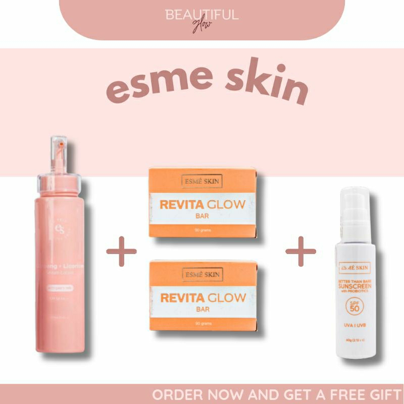 Esme Skin Bundle Serum Lotion + Revita Glow Bar Soap + Better Than Bare ...