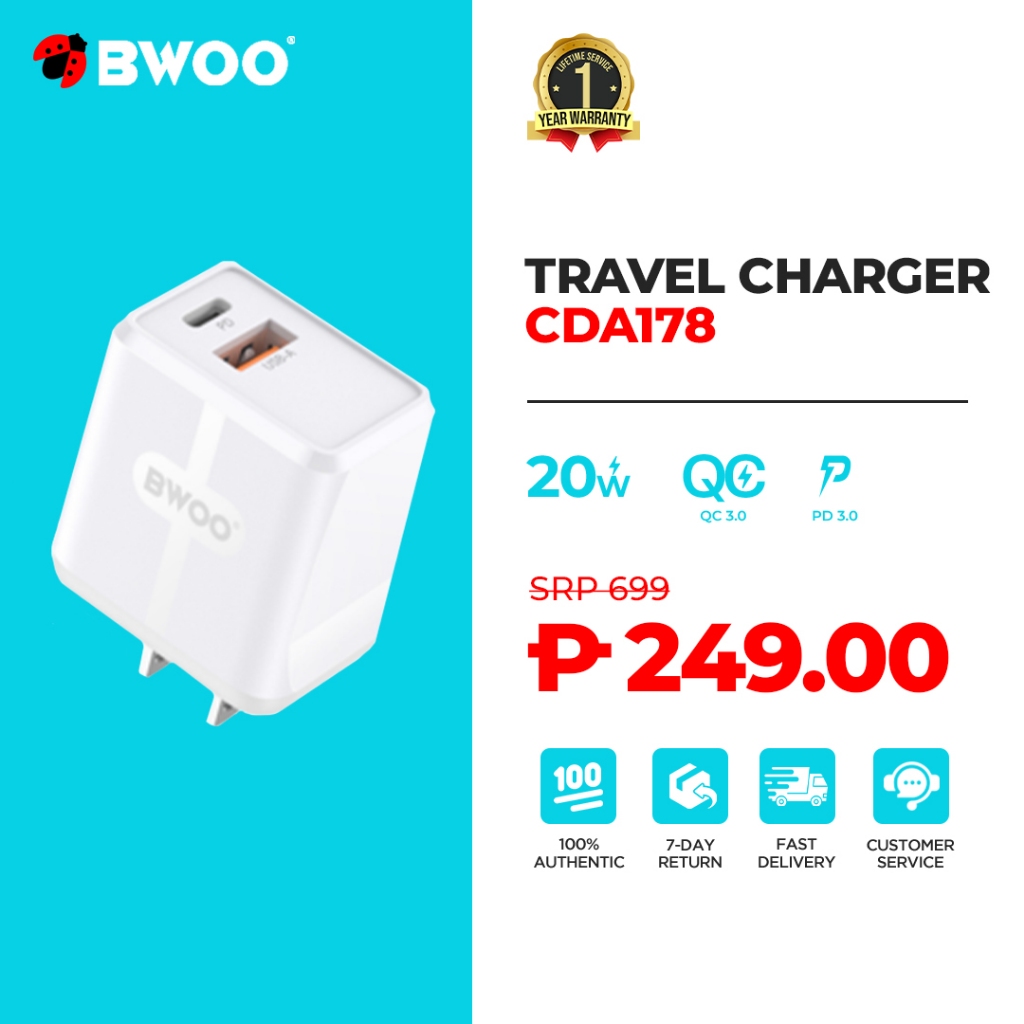 BWOO CDA166 2.4A White Fast Wall Charger Quick Charger | Shopee Philippines