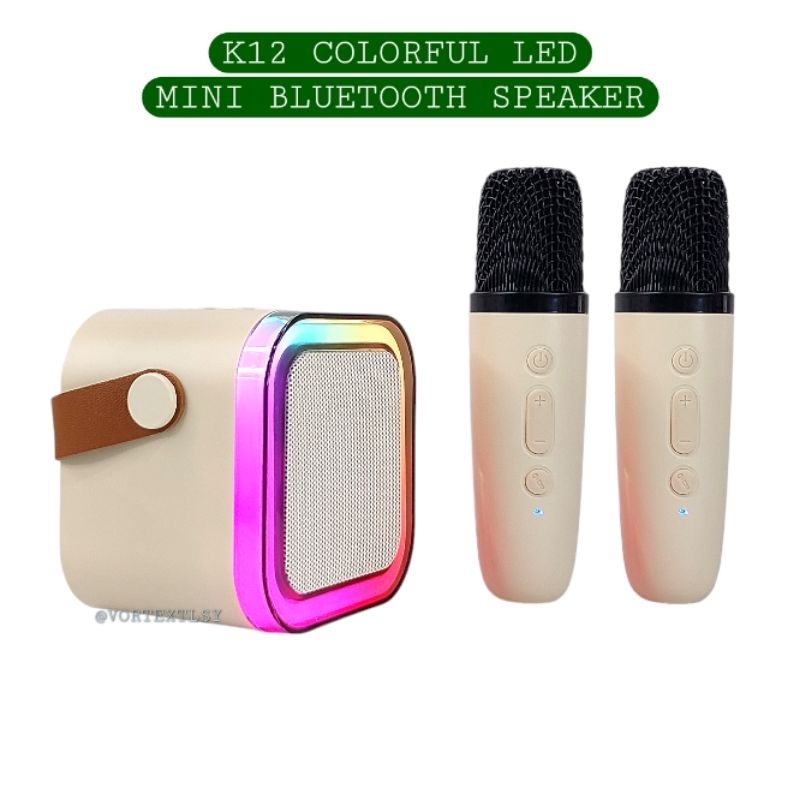 PORTABLE MINI KARAOKE WITH DUAL WIRELESS MIC ( K12 ) / MINI BLUETOOTH KARAOKE SPEAKER | Shopee ...