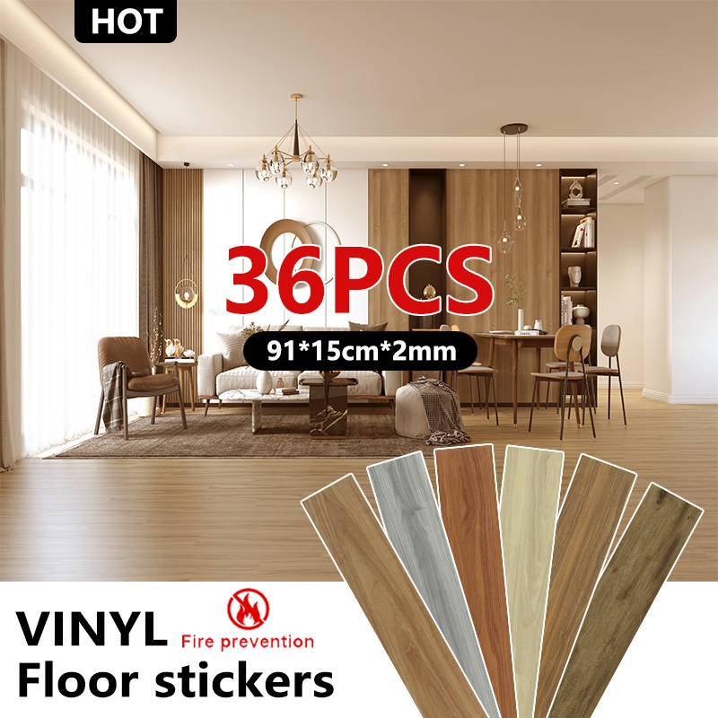 36PCS 3D vinyl Floor sticker ( 91.44* 15.24cm) self adhesive PVC tiles ...