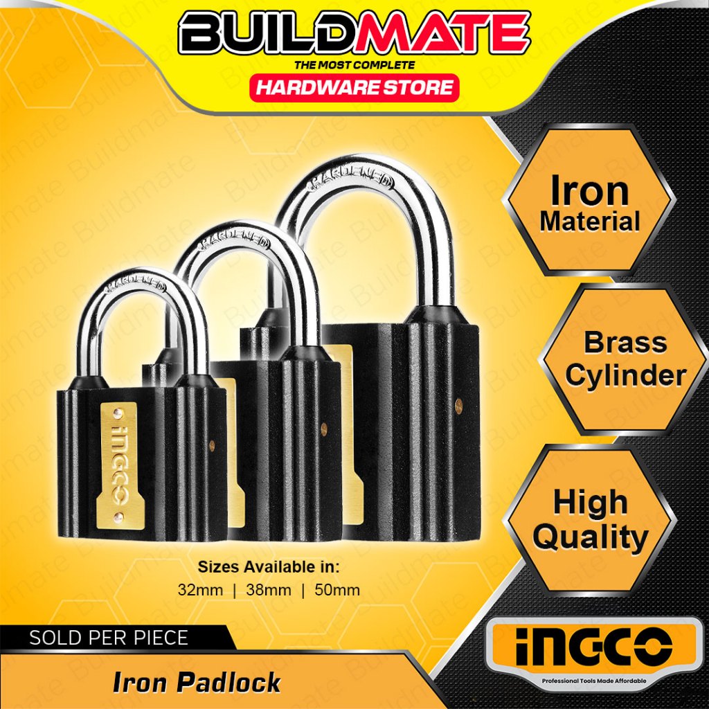 BUILDMATE Ingco Iron Padlock 32MM - 50MM Short Shackle with 3pcs Keys ...