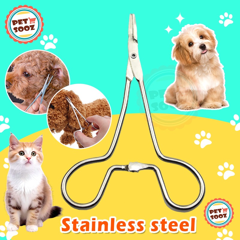 Pet Dog ear cleaner Stainless steel Dog ear hair remover Curved Pet ...