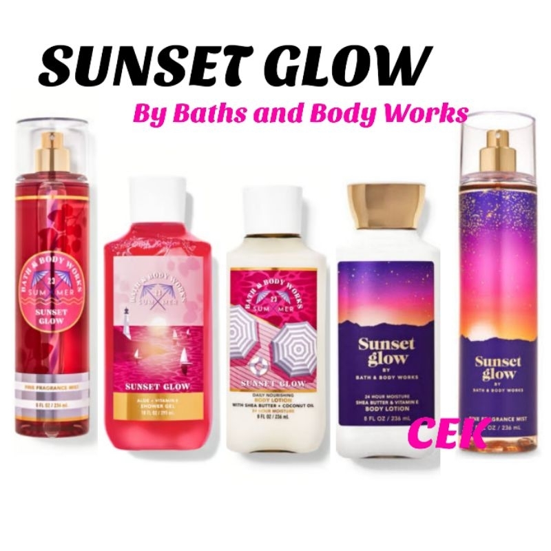 SUNSET GLOW FRAGRANCE MIST, LOTION AND SHOWER GEL BY BATHS AND BODY ...