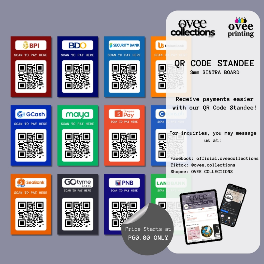 QR CODE STANDEE, GCASH, PAYMAYA, AND BANKS | Shopee Philippines