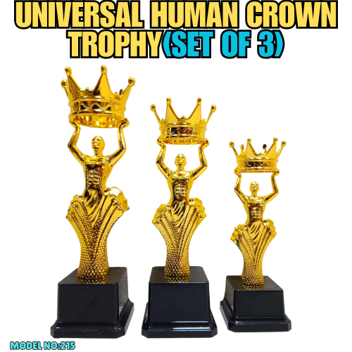Human Crown Plastic Trophy Set of 3pcs Height 26cm/23cm/19cm CUSTOMIZE ...