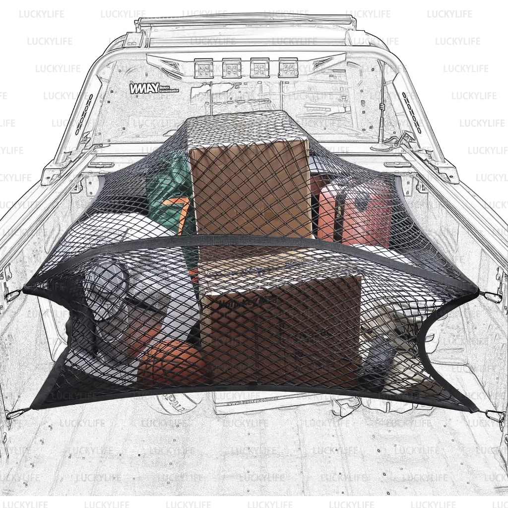 High Elastic Cargo Net for Pickup Truck Bed 4'x4' Stretch to 7'x7 ...