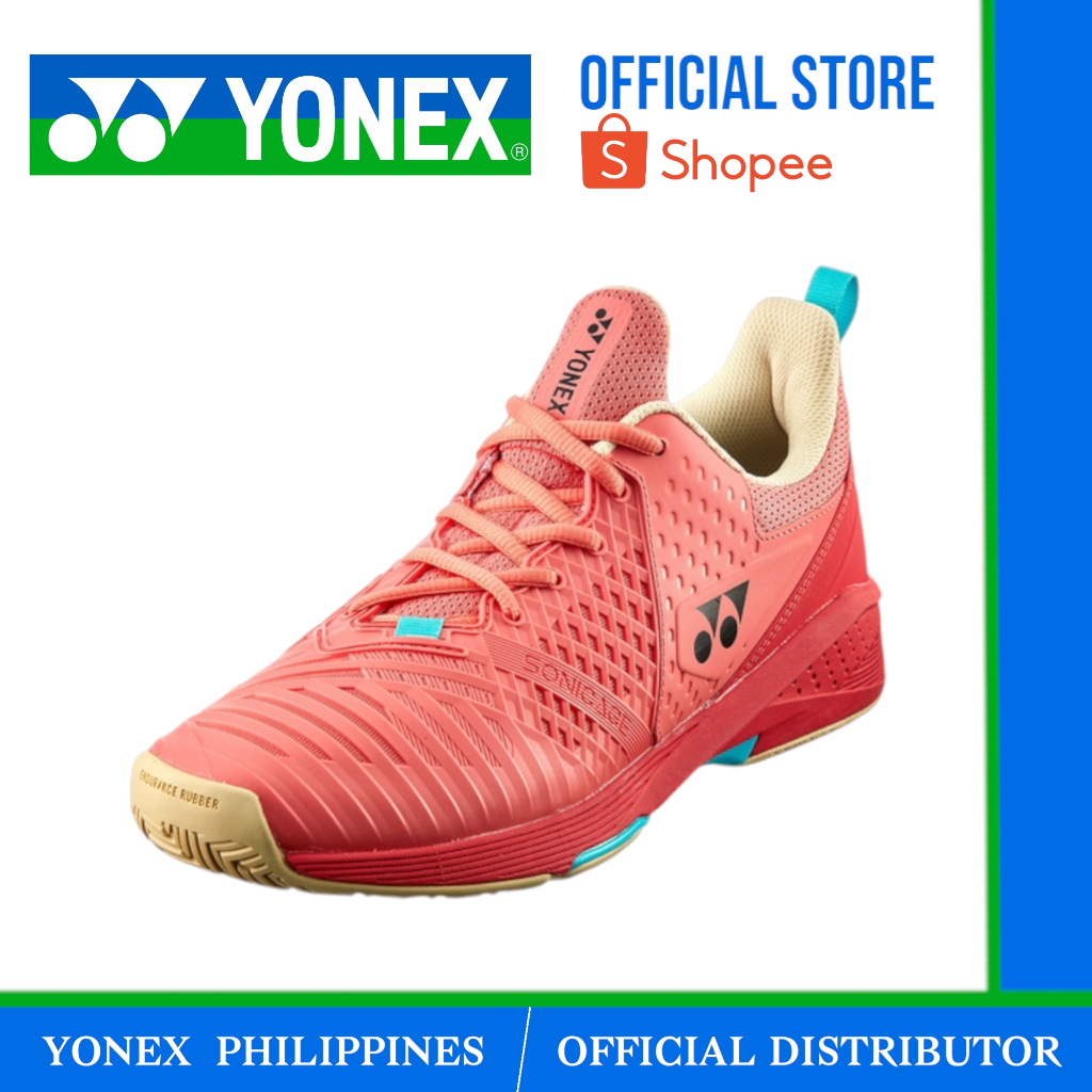 YONEX POWER CUSHION SONICAGE 3 Tennis Shoes Coral | Shopee Philippines