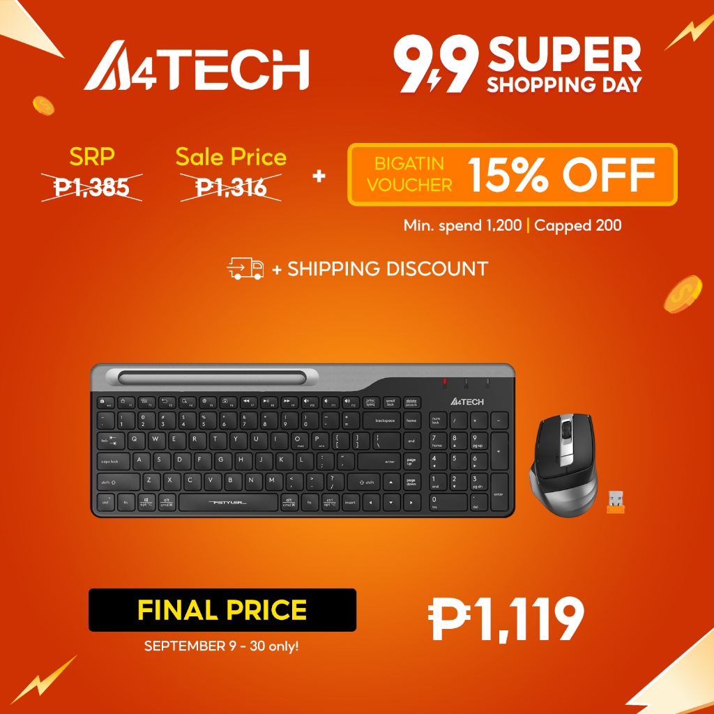 A4tech Fb2535c Usb Fbk25 Fb35c 2 4g Wireless Keyboard And Mouse Combo Smoky Grey Shopee