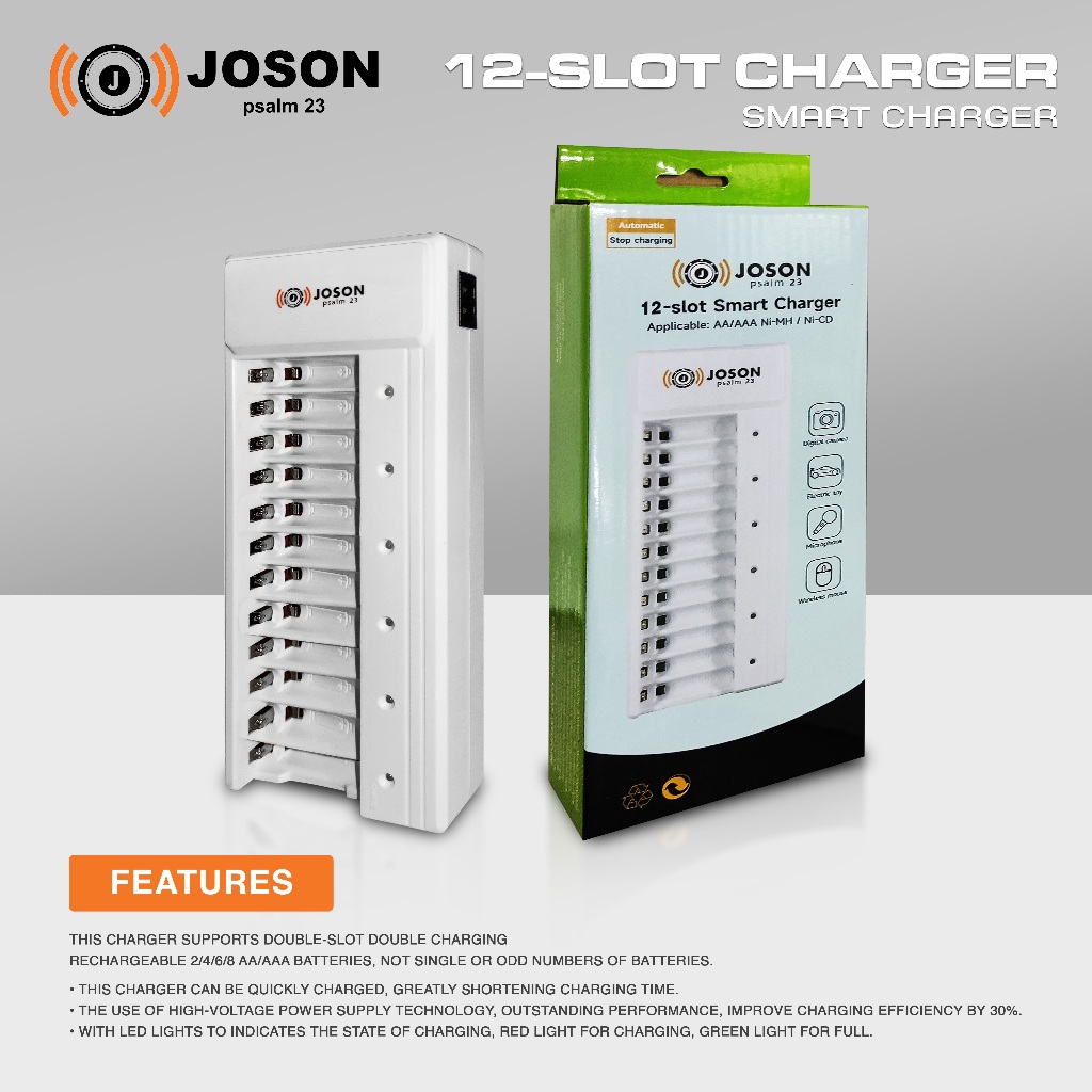 JOSON 12-Slot Smart Charger (Fast Charging) | Shopee Philippines