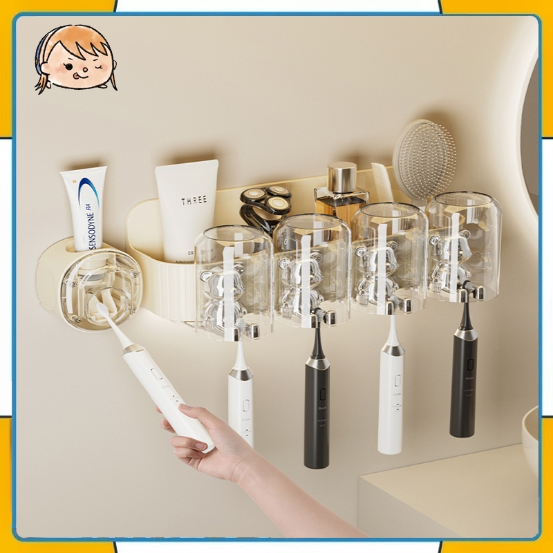 Wall mounted toothbrush storage rack automatic toothpaste dispenser ...