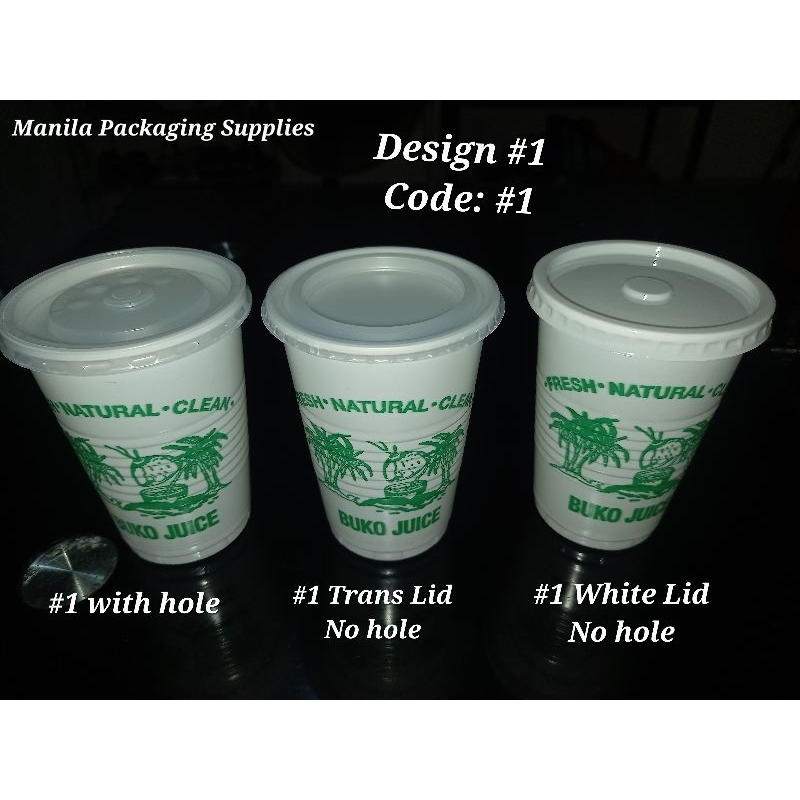 1,000 pcs Buko Cup set , (Cup,lid and sealer) printed plastic cup ...