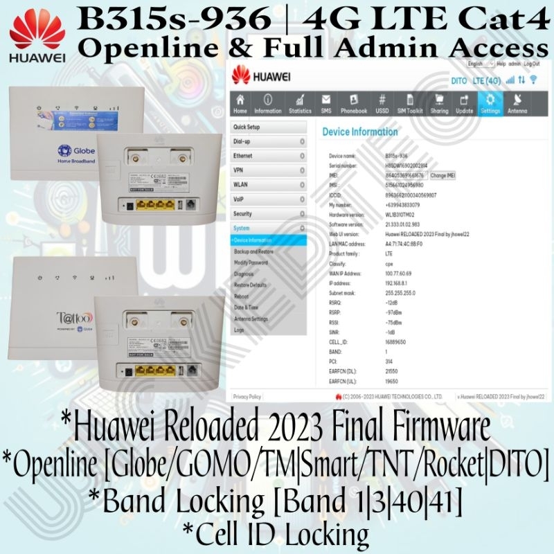 Huawei B315s-936 Huawei Reloaded 2023 Final [Openline/Unlocked ...