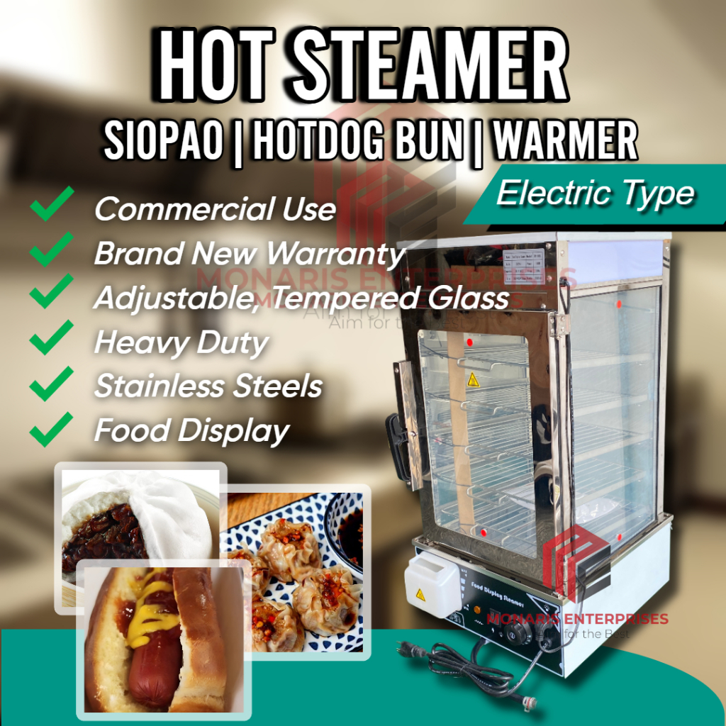 MONARIS Siopao Steamer Hotdog Bun Steamer Food Display Showcase Warmer ...