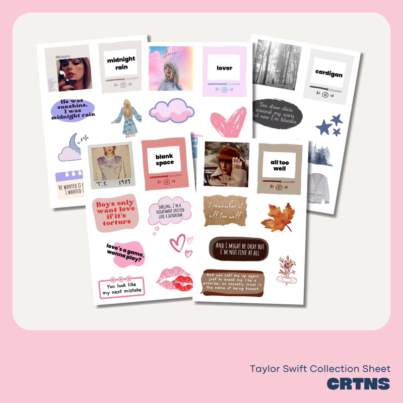 Taylor Swift Sticker Sheet Pack | Vinyl Waterproof Matte Sticker ...