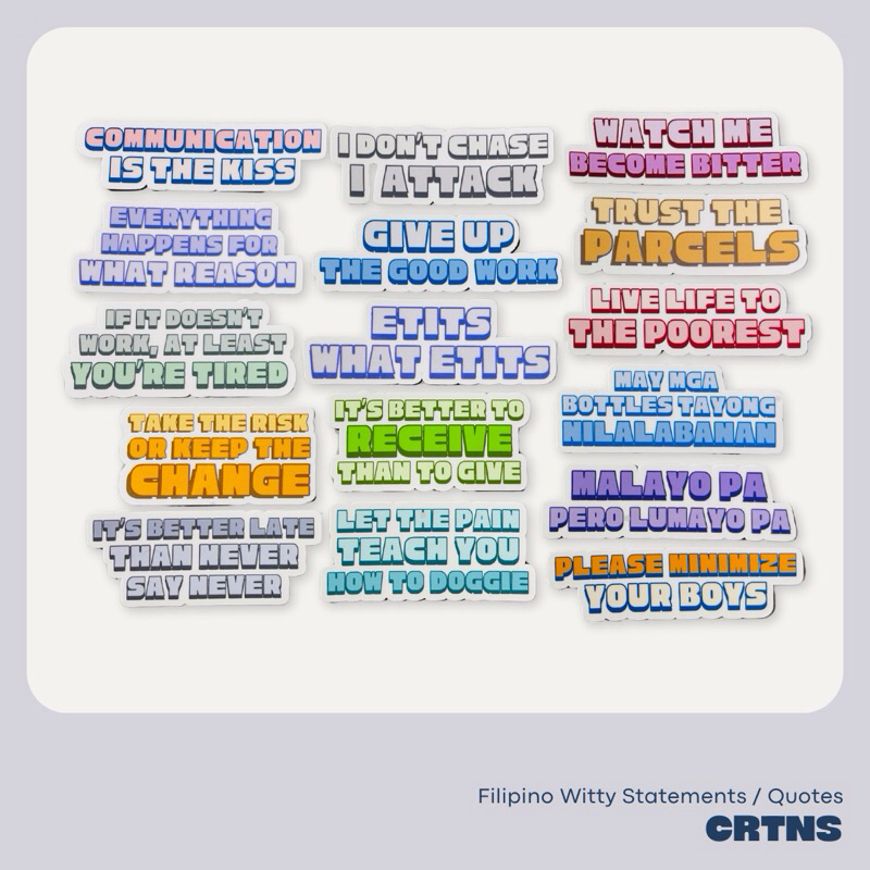 Filipino Witty Statements Quotes Stickers | Vinyl Waterproof Matte ...