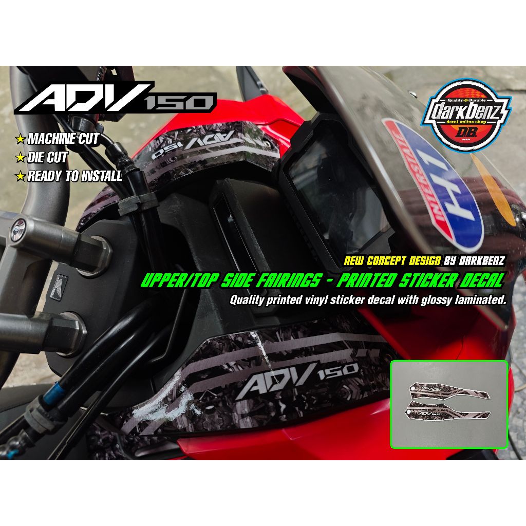 Honda ADV 150 Upper Top Side Fairings Printed Sticker Decal | custom ...