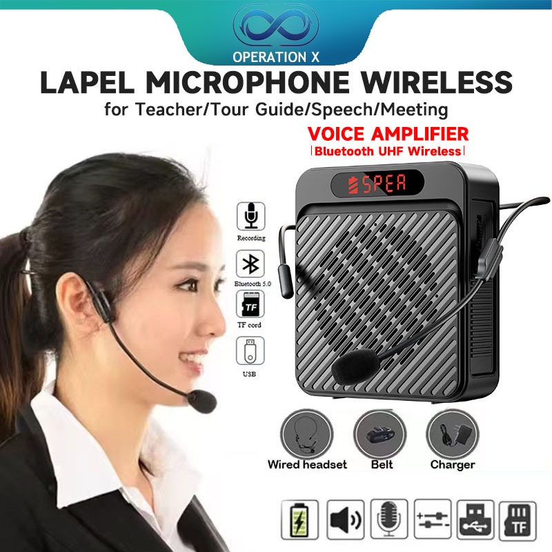 Lapel Microphone with Speaker Voice Amplifier Portable Clip-On Wired ...