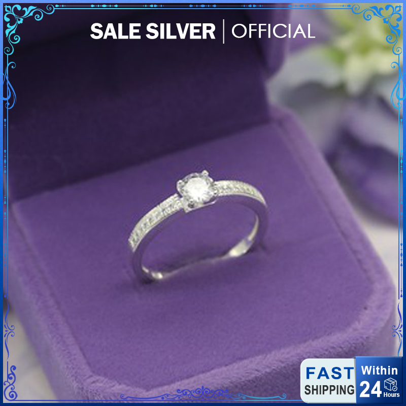 Flash Sale RMS-100 sterling S925 silver classic design ring for women shiny zircon ladies rings ...