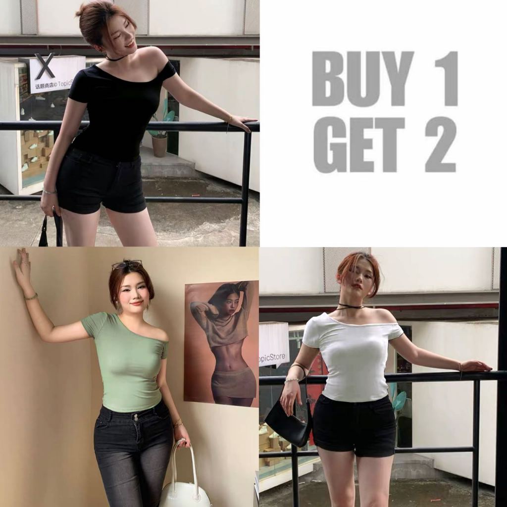 Asymmetrical double lined top Buy 1 Take 1 Free(Total of 2pcs) Half-Off ...