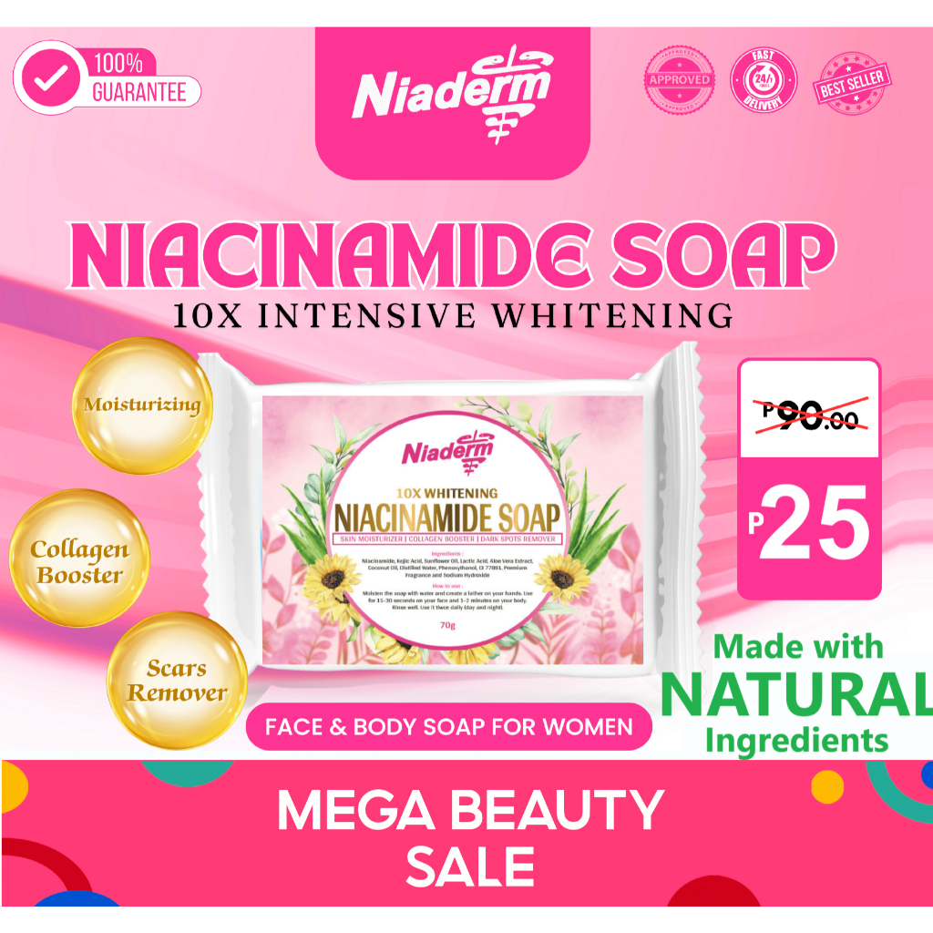 1pc NIADERM WOMEN NIACINAMIDE SOAP Kojic Sunflower Oil AntiBacterial ...