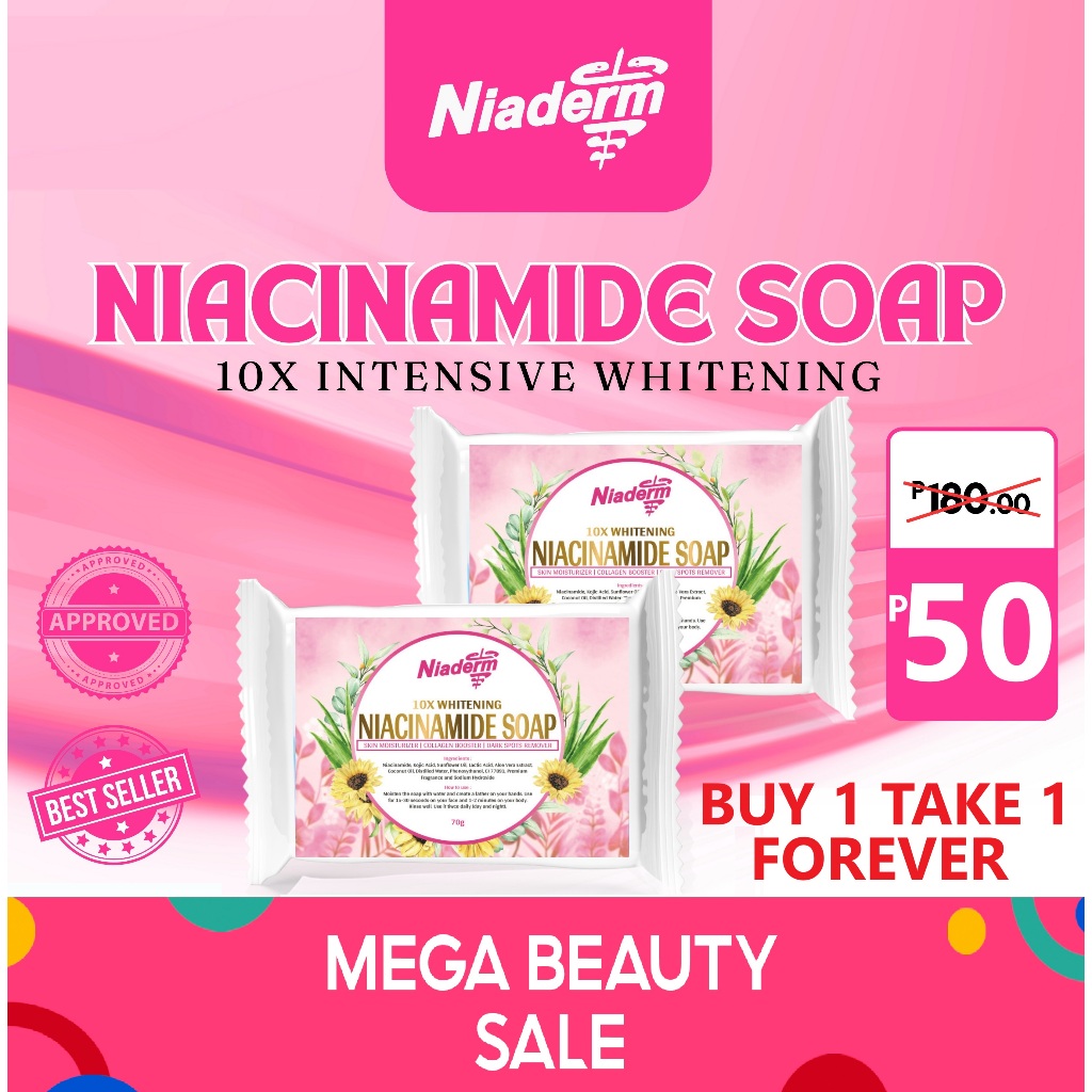BUY 1 TAKE 1 NIADERM WOMEN NIACINAMIDE SOAP 10x Whitening Soaps ...