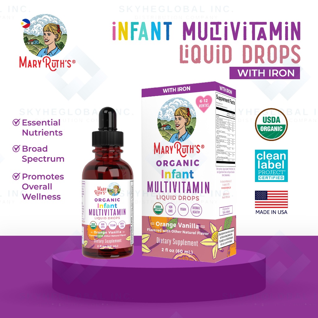 Mary Ruth's Organic Infant Multivitamin with Iron Liquid Drops (60 ml ...