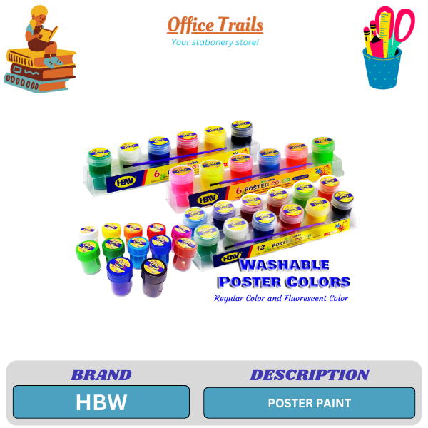 HBW Poster Paint 12 Colors OR 6 COLORS Washable 1PACK | Shopee Philippines