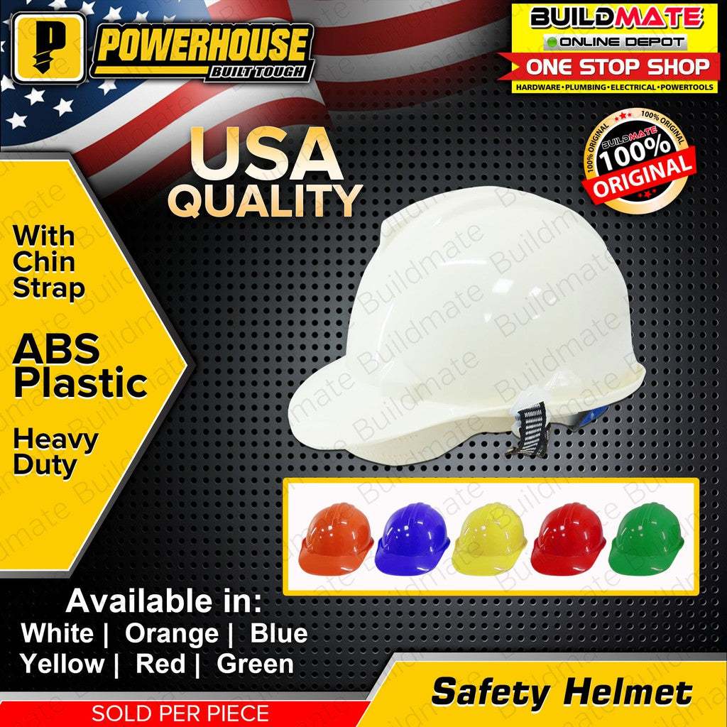 BUILDMATE Powerhouse ABS Plastic Safety Helmet with Chin Strap Worker ...