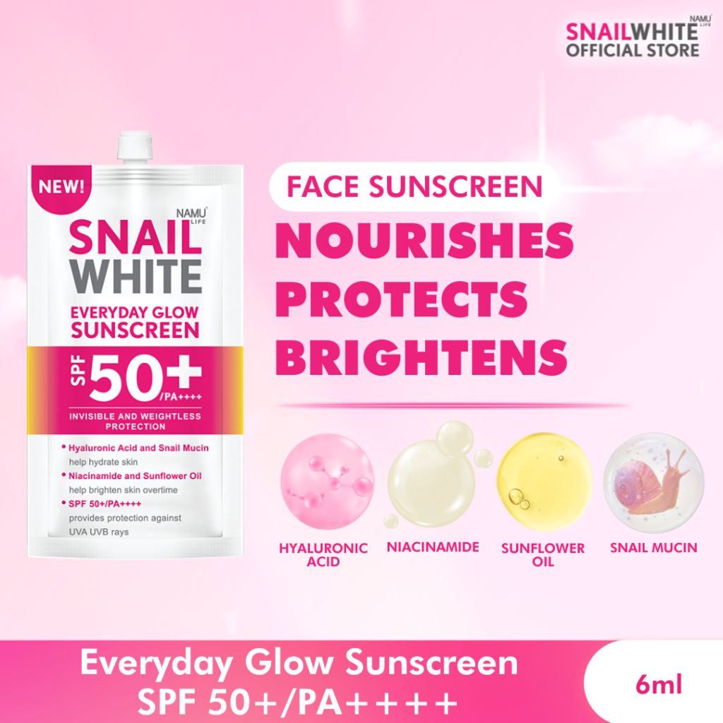 SNAILWHITE Everyday Glow Sunscreen SPF50+/PA++++ 6ml | Shopee Philippines