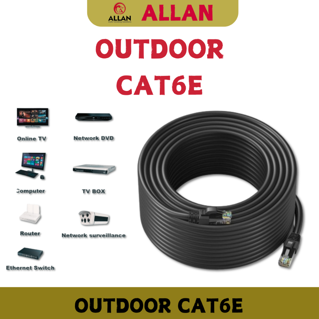 ALLAN Outdoor Ethernet Cat6 Cable 10M-50M Shielded Grounded UV ...