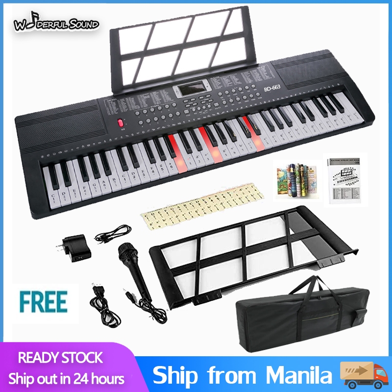 61-Key Digital Electric Adult Piano Keyboard With Bag Sheet Music Stand ...