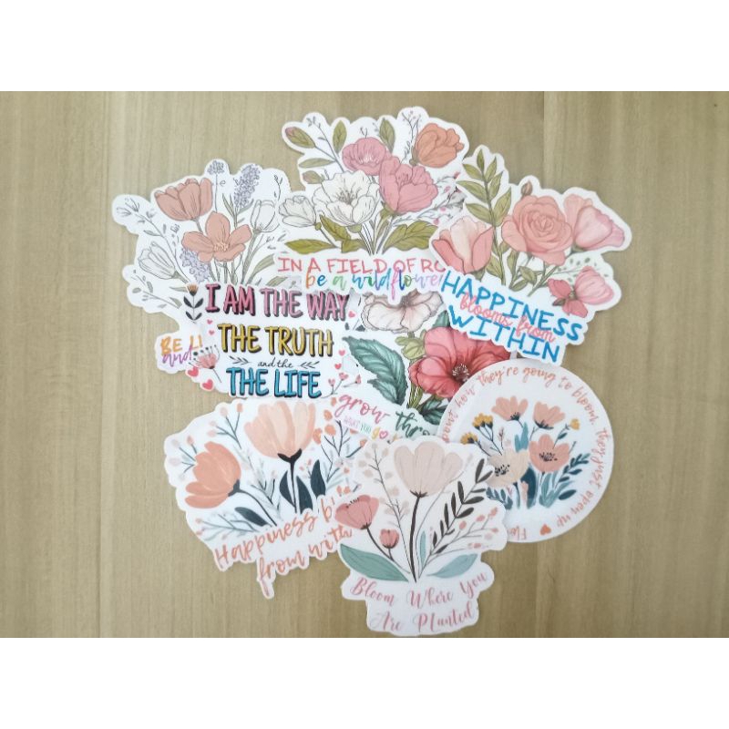 Floral Motivational Quotes Die cut stickers, laminated tumbler stickers ...