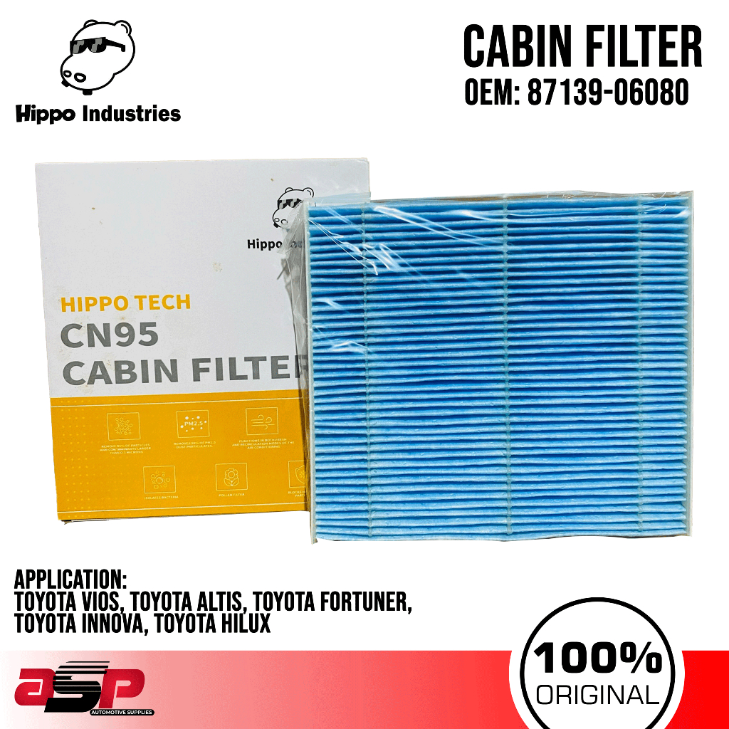 Hippo Industries CN95 Cabin Filter for Toyota Vios, Altis, Fortuner, Innova, Hilux - OEM 87139 ...