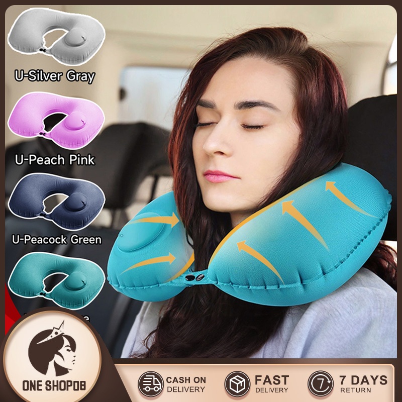 Home Inflatable Neck Pillow U-Shape Travel Pillow Press Air Pump Travel ...
