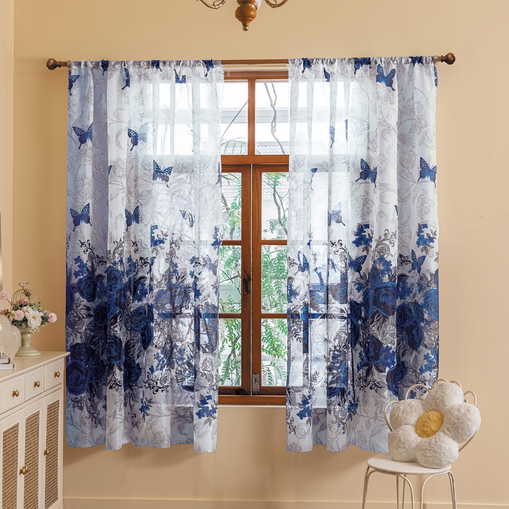 Butterfly Mesh Curtain Kurtina for Windows Badroom Fabric Design ...