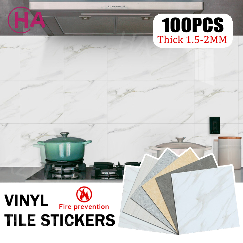 100PCS Vinyl Tiles Floor Mat Stickers Waterproof Self Adhesive PVC ...