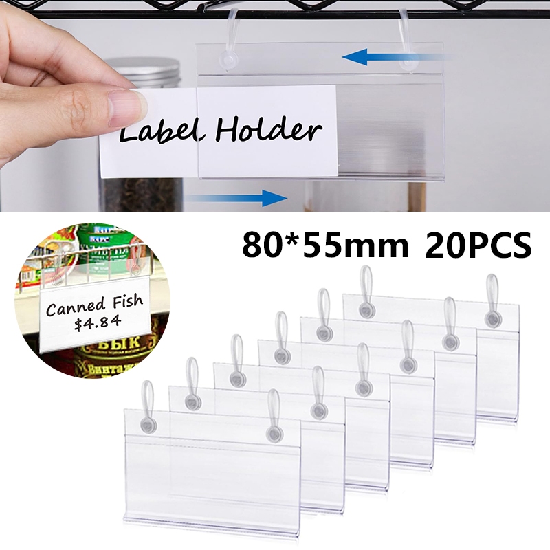 20PCS Plastic Basket Label Clips with Easy Button Lock Design, Wire ...