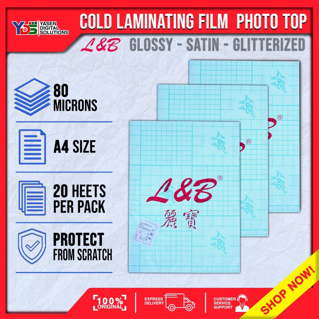 L & B Photo Top Cold Laminating Film A4 Size 80 microns Glossy ...