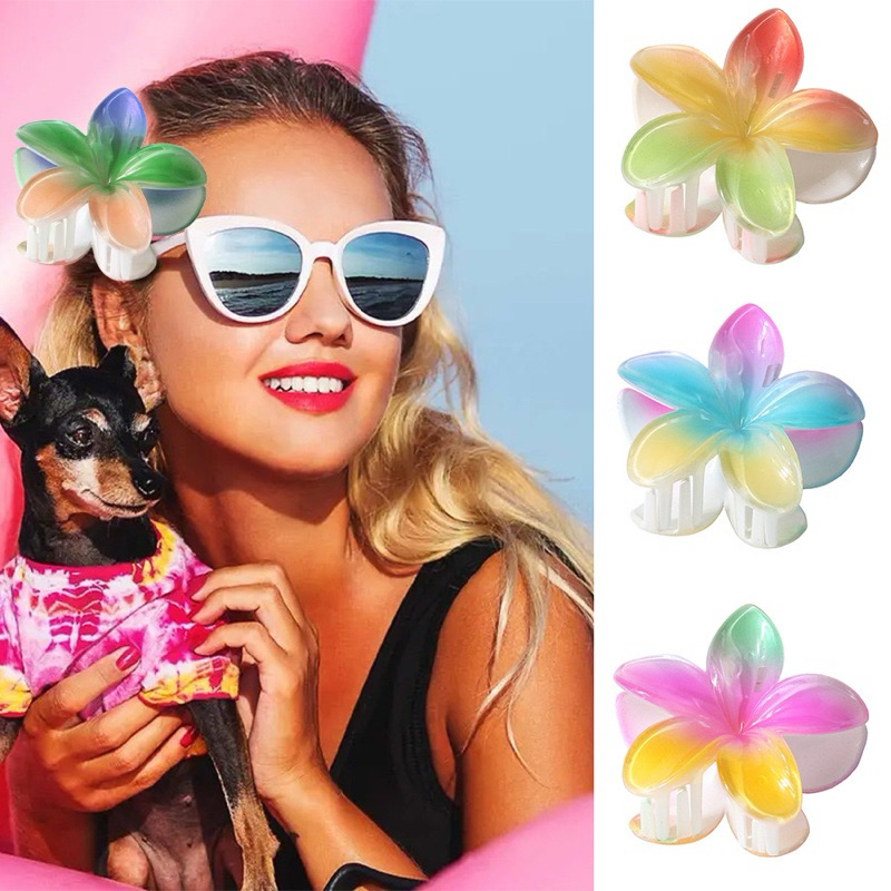 New flower grab clip retro hairpin frangipani ladies side grab half ...