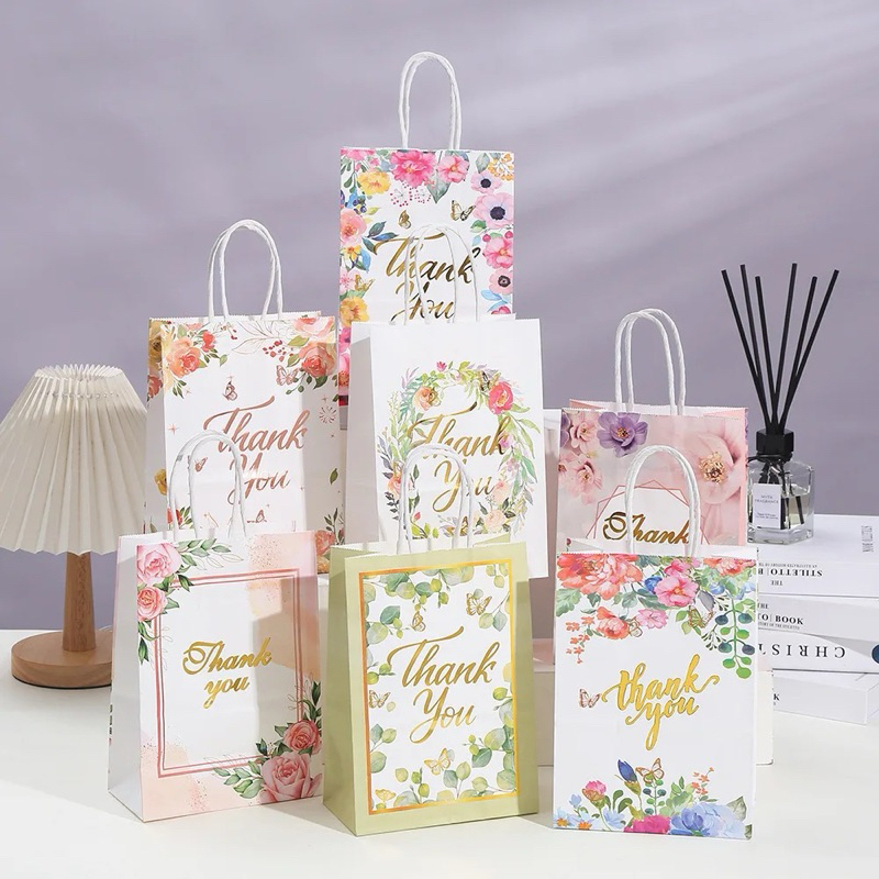 Floral Thank You Paper Bag Souvenir Loot Bag for Wedding Birthday ...