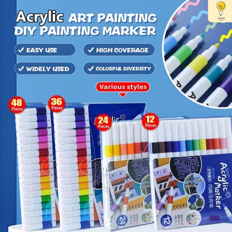 12/24/36/48/60/80 Colors Acrylic Marker Set Highlighter Pens For Wood ...